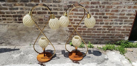 MCM Space Age Lucite Spaghetti Globe Table Lamp Pair - Etsy