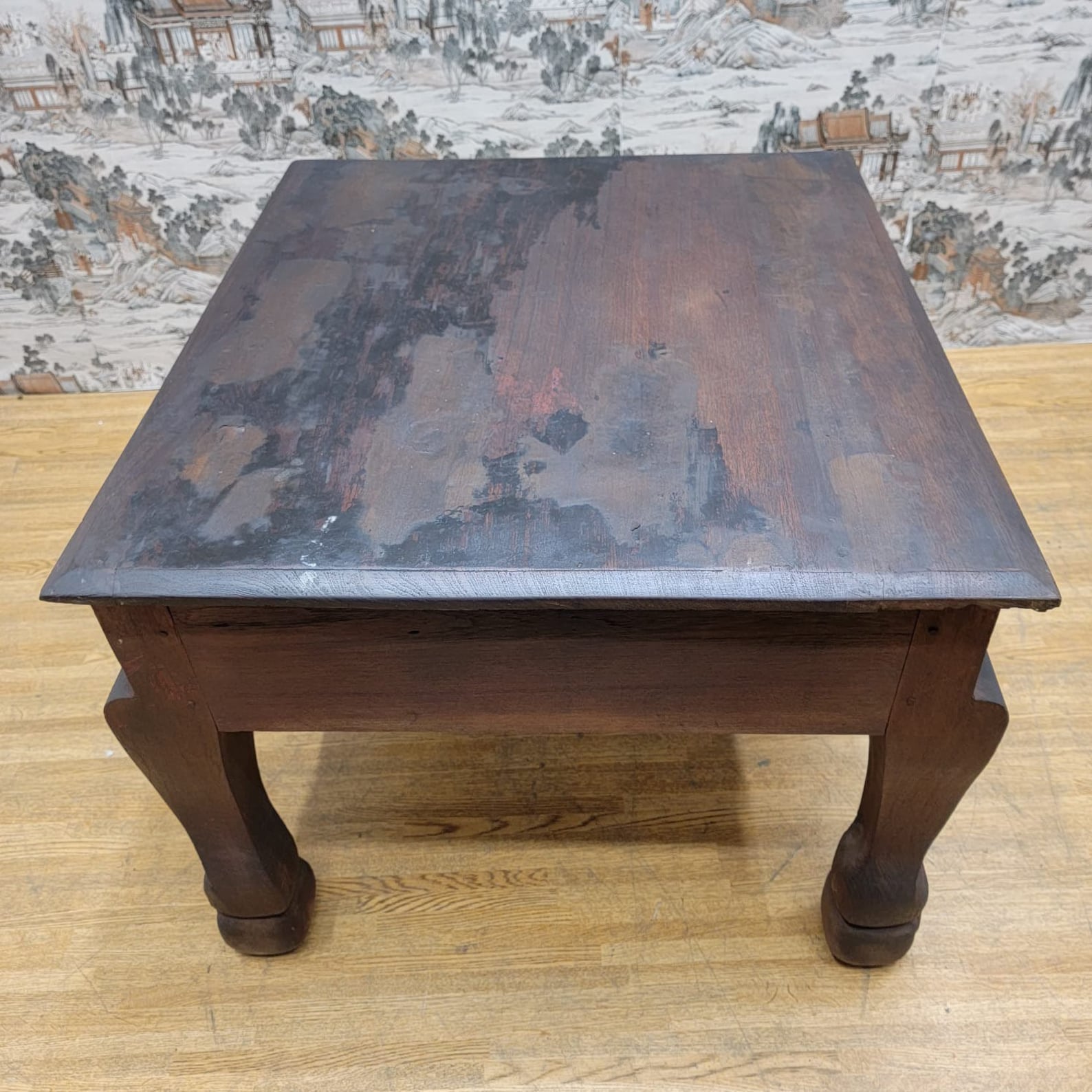 Antique East Indian Teak Wood Square Side Table With Carved - Etsy