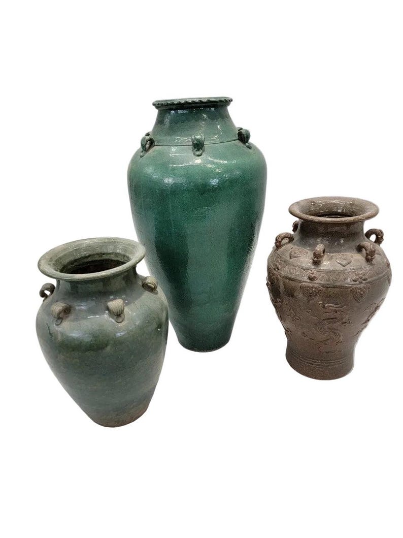 Antique Stoneware Green-glazed Mataban Jar Vase - Etsy