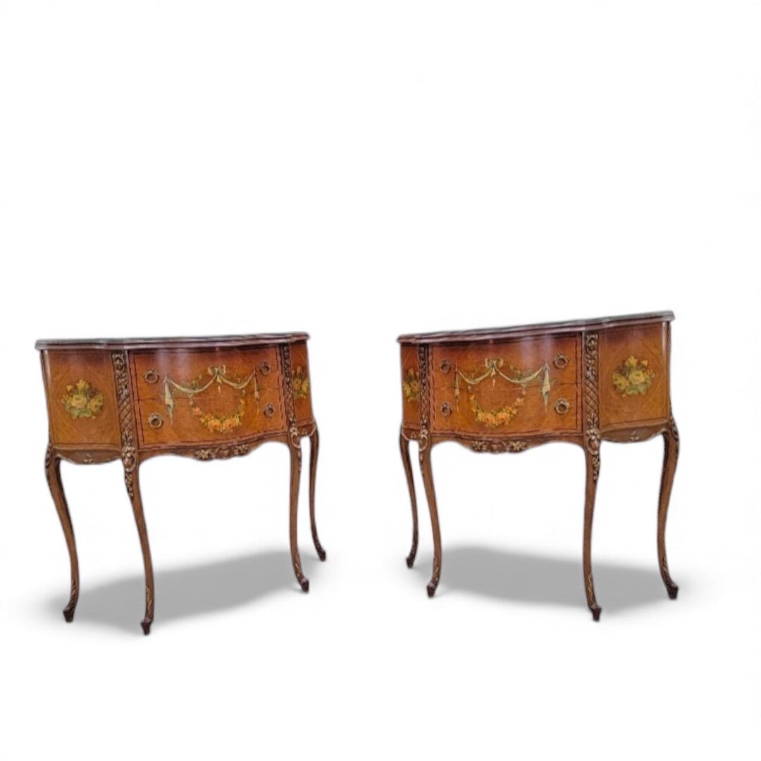 Antique Neoclassical French Style Hand Painted End Tabes/nightstands ...