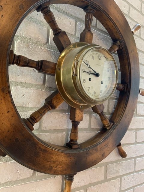 Vintage Nautical Style Wood Ship Wheel Wall Clock - Etsy