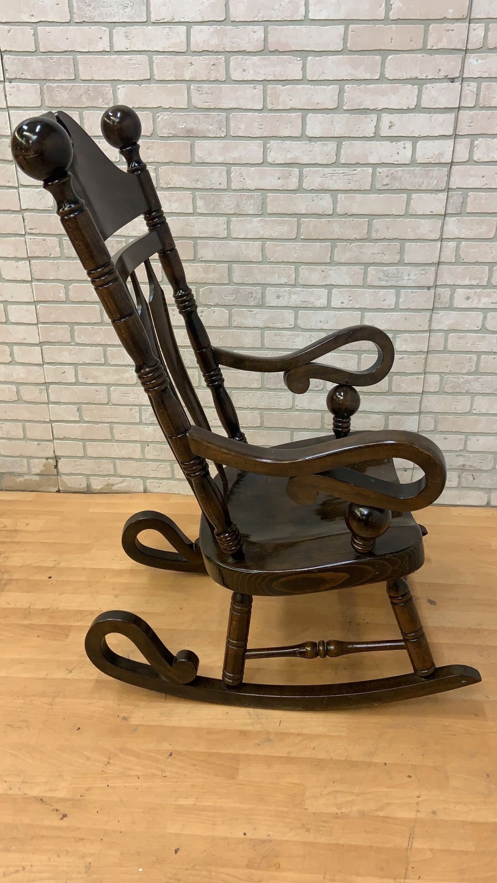 Vintage High Back Wood Rocking Chair - Etsy