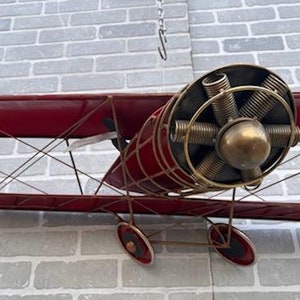 Mid Century Modern Red Enamel Biplane Metal Wall Sculpture by Curtis ...