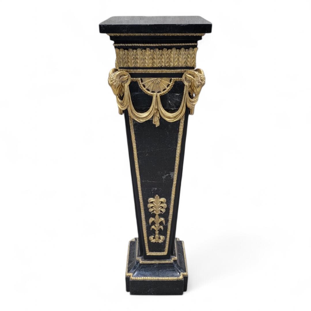 Antique French Black Marble With Gold Gild Pedestal Stand - Etsy