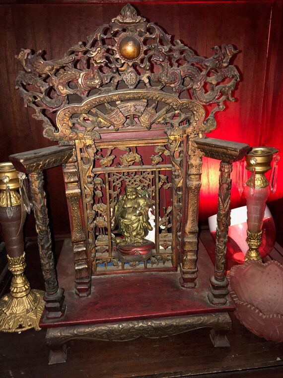 Antique Authentic Chinese Carved Ornate Wood Altar Shrine - Etsy