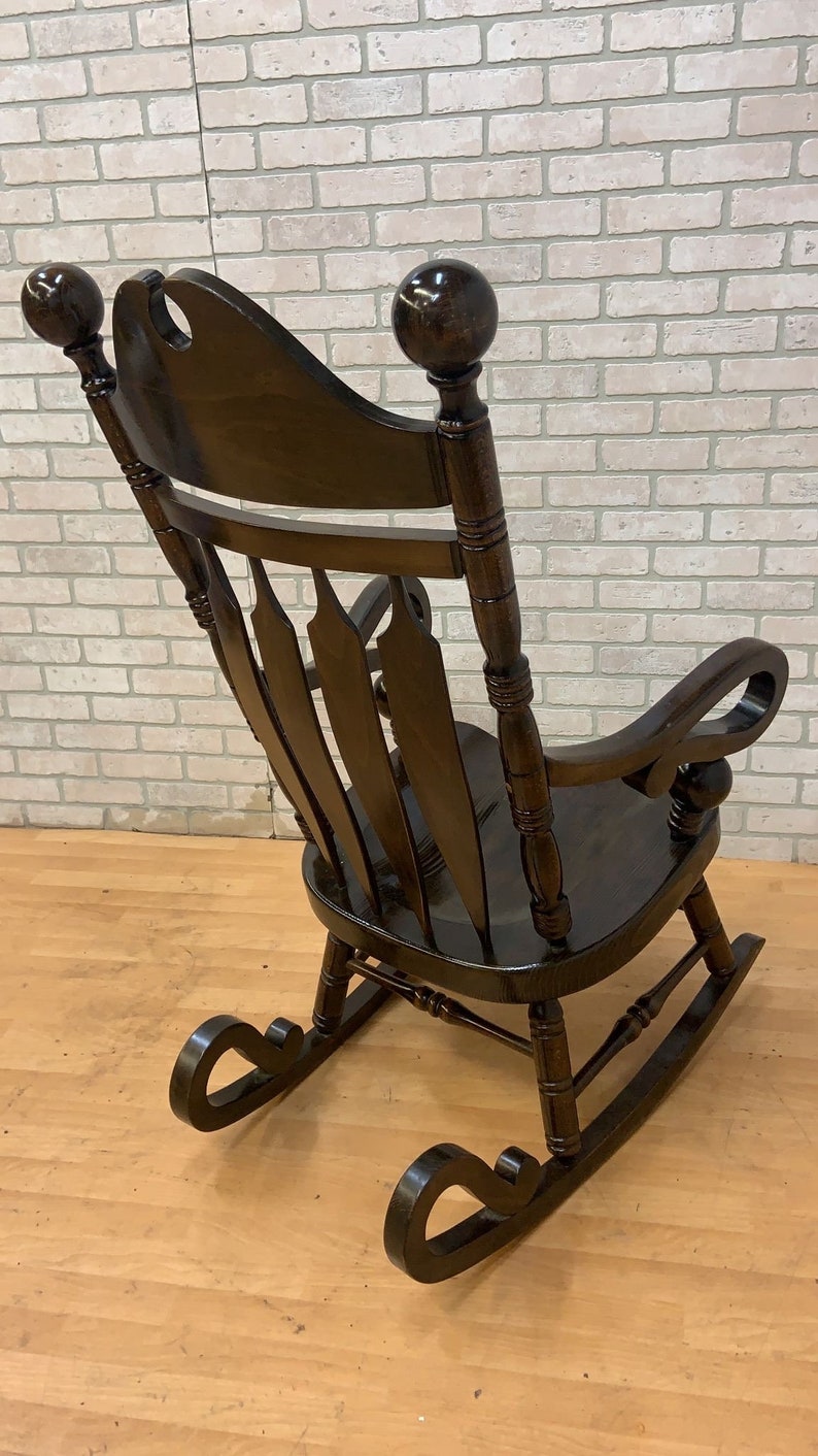 Vintage High Back Wood Rocking Chair - Etsy