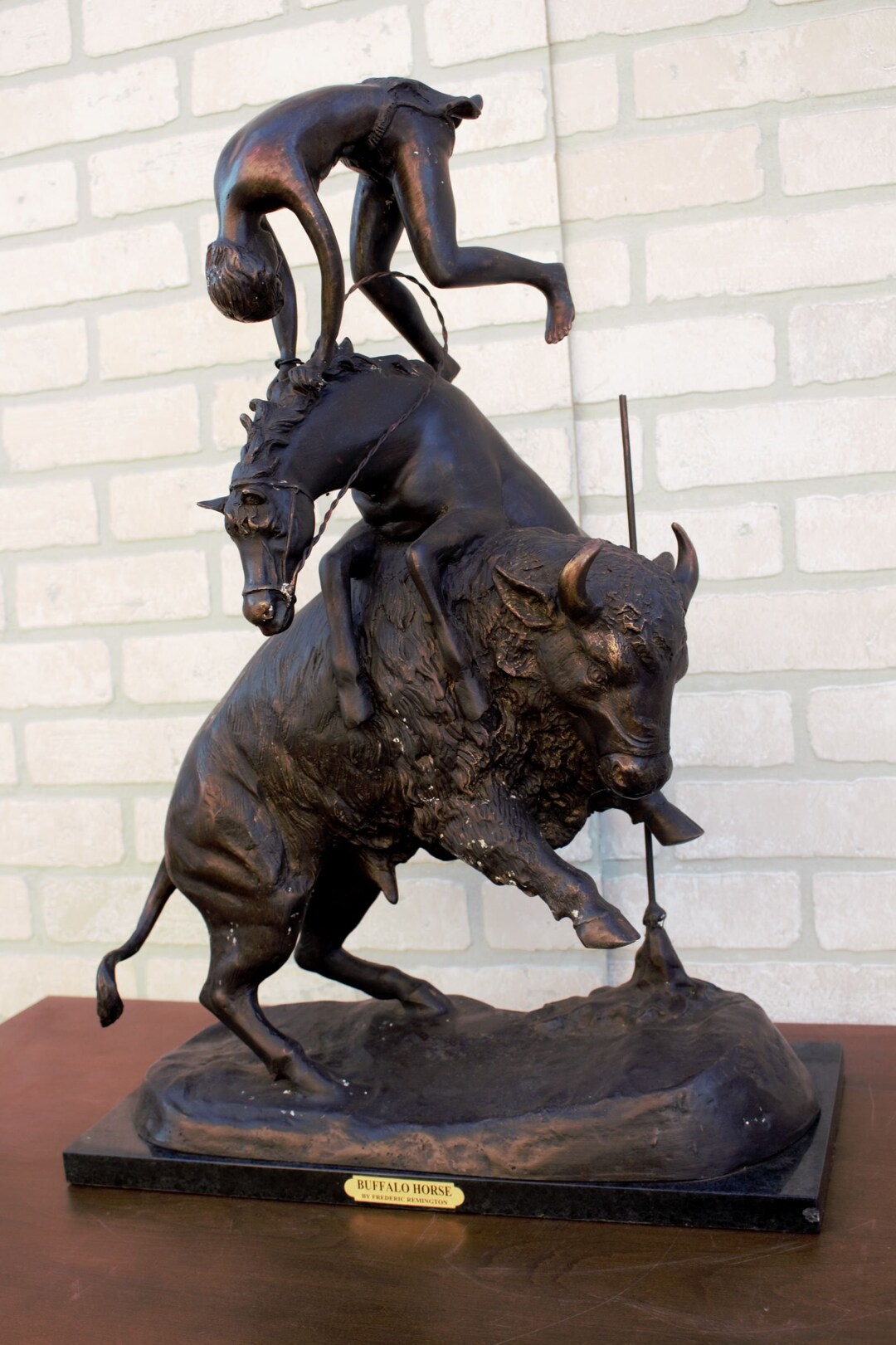 Vintage Frederic Remington Buffalo Horse Sculpture - Etsy