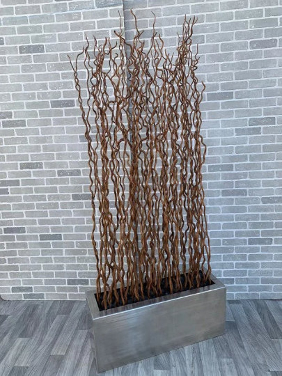 Vintage Rustic Industrial Willow Branches in Planter Box Screen/room ...