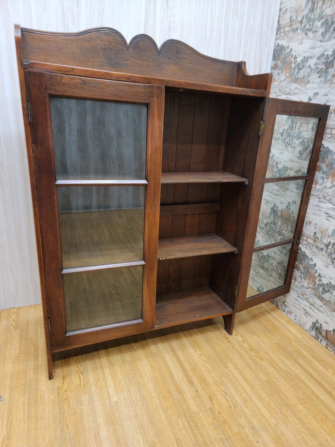 Vintage Thai British Colonial Teak and Glass Display Cabinet - Etsy