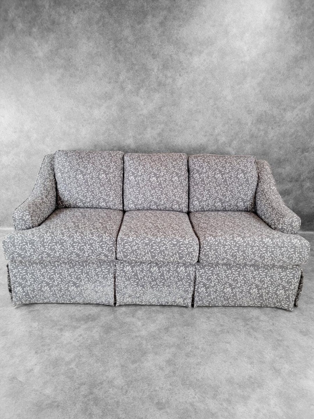 Vintage Contemporary Gray Leaf Print Fabric Sofa and Loveseat Set - Etsy