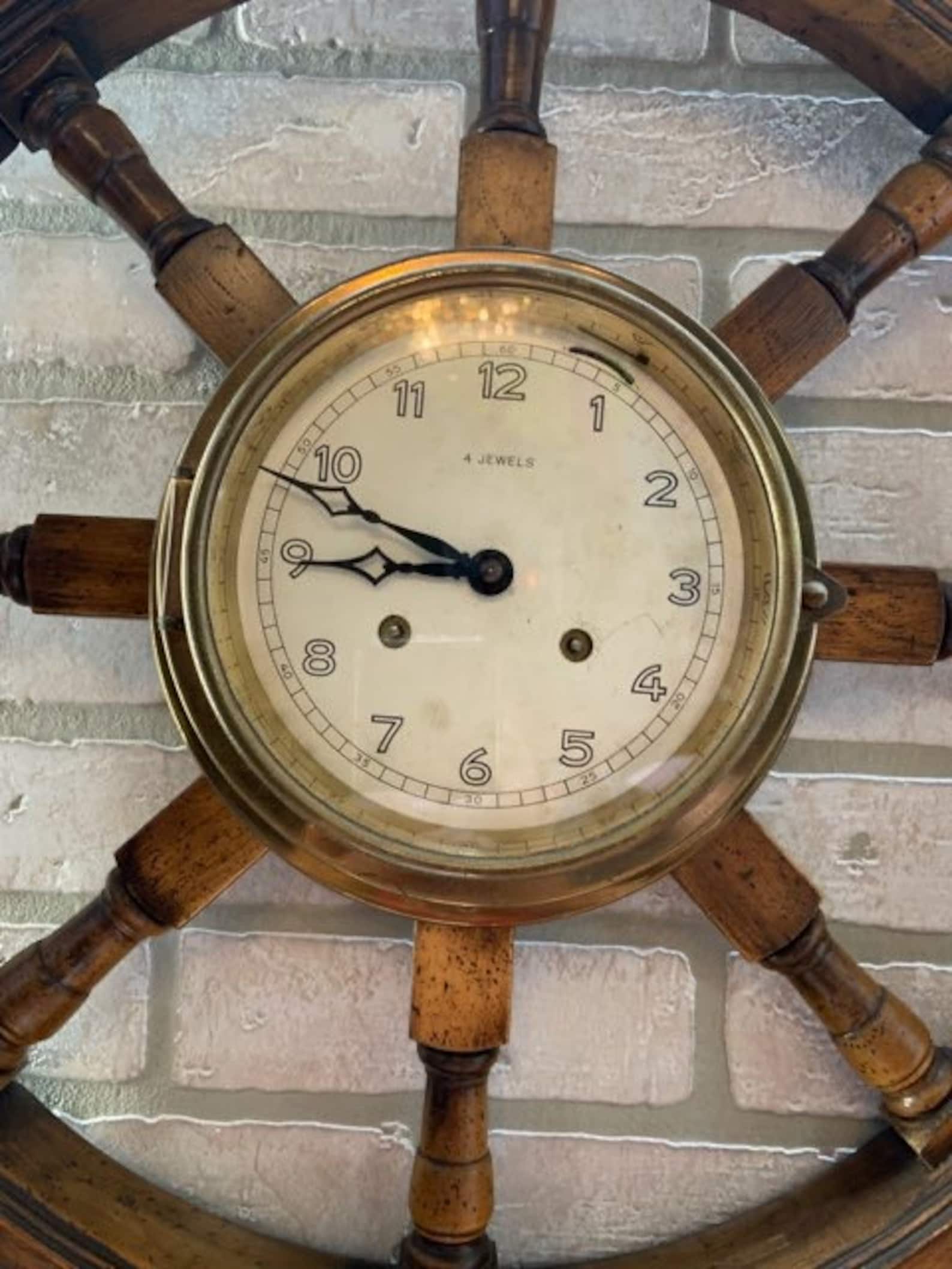 Vintage Nautical Style Wood Ship Wheel Wall Clock - Etsy