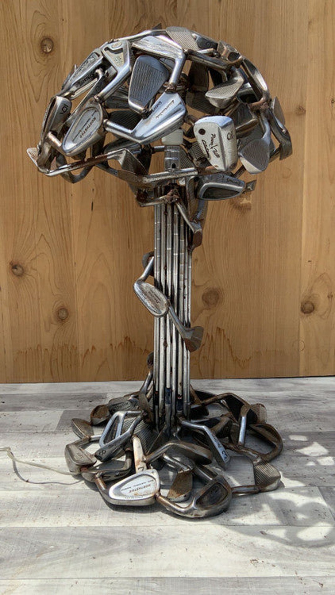 Vintage Hand Forged Tall Golf Club Table Lamp With Silhouette Golf Club ...