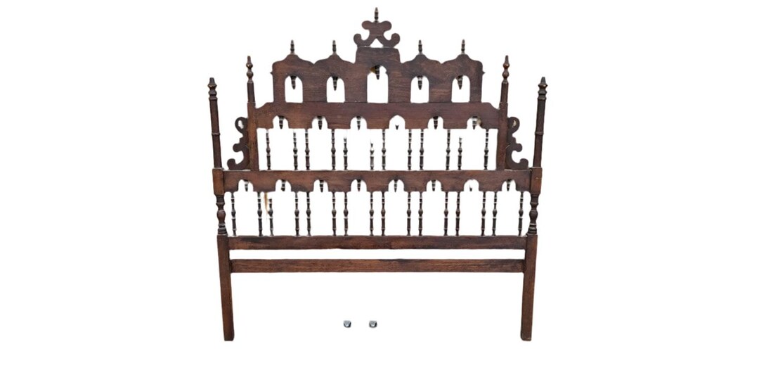Vintage Pagoda Spanish Revival Spindle Carved Full Headboard - Etsy
