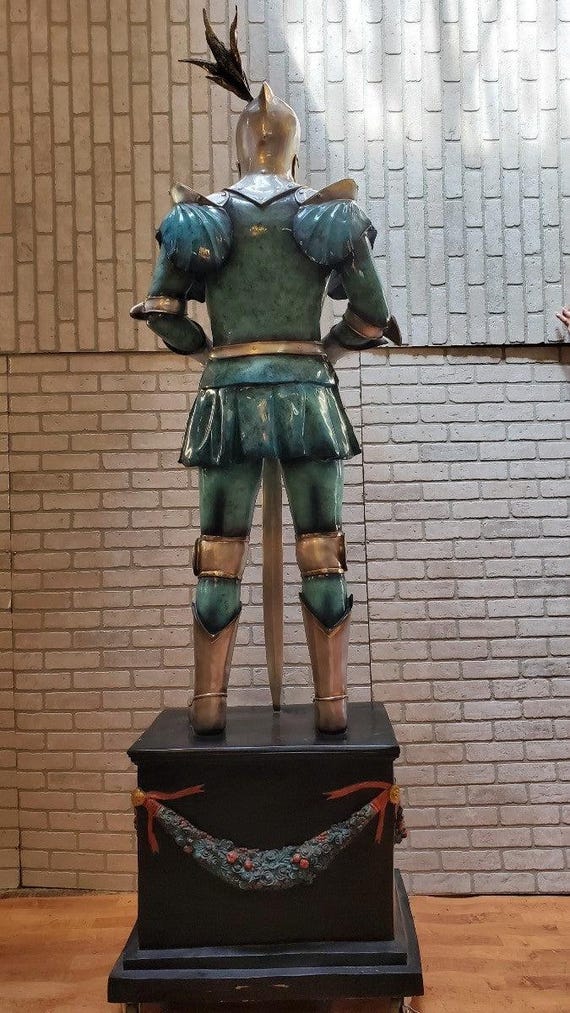 Vintage Life Size Medieval Bronze Knight Statues on M… - Gem