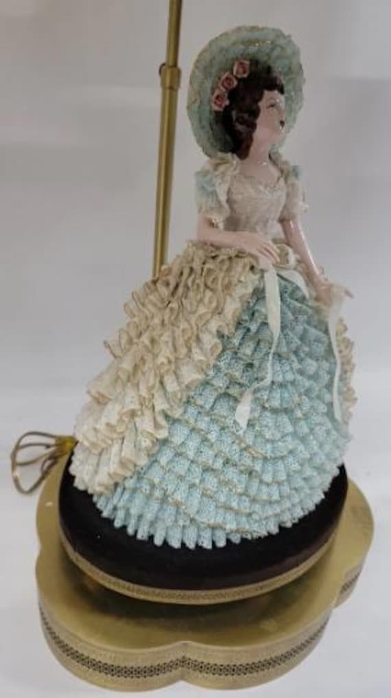 Antique Victorian Dresden Porcelain Lace Lady Boudoir… - Gem