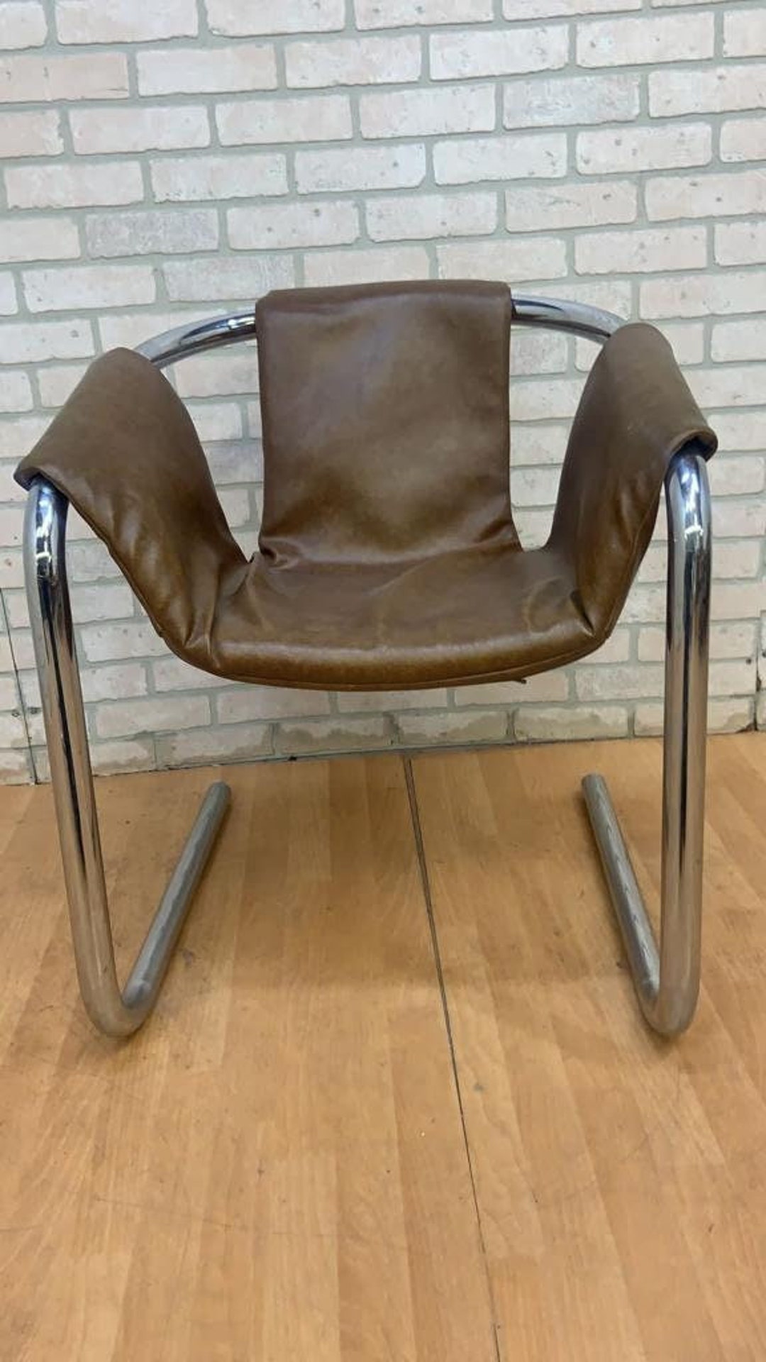Mid Century Postmodern Chrome Vecta Zermatt Sling Lounge Chair by Vecta ...
