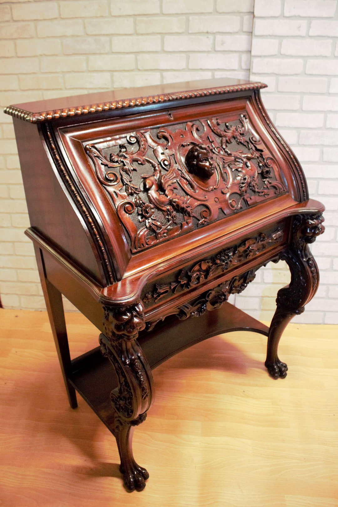 ON HOLD Antique Italian Gothic Style Ornate Carved Writing Desk - Etsy
