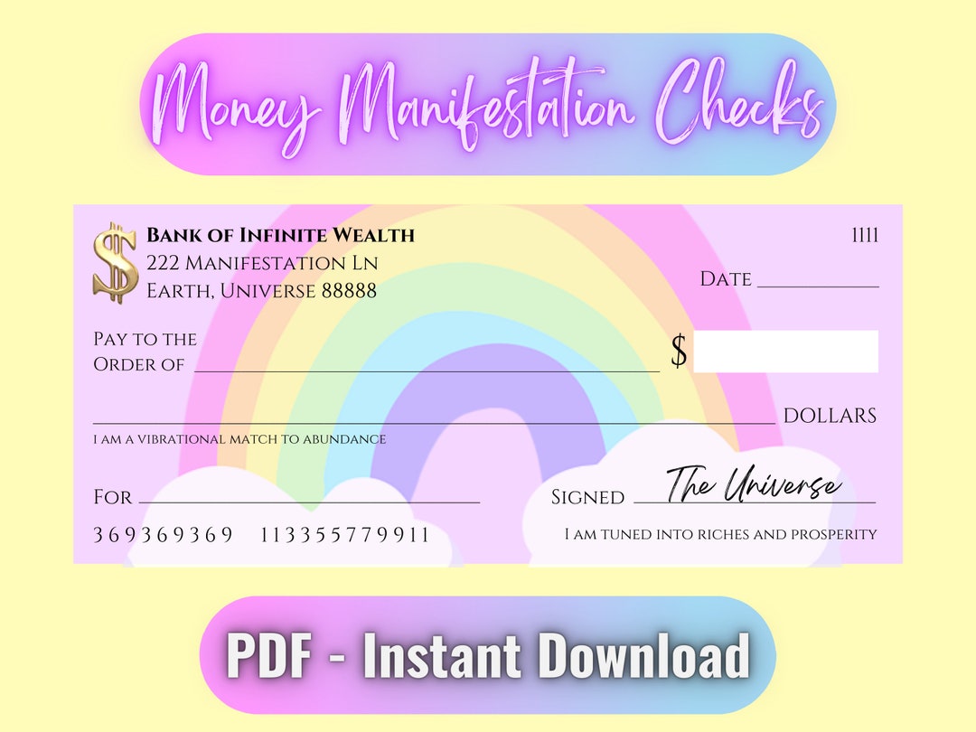 Rainbow Money Manifestation Check, Attract Prosperity, Blank Vision ...