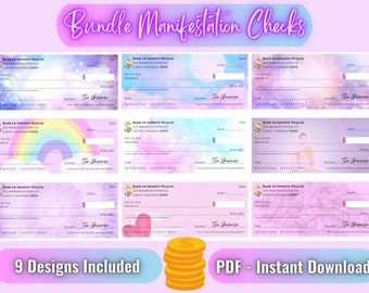 Money Manifestation Check, Attract Prosperity, Blank Vision Board ...