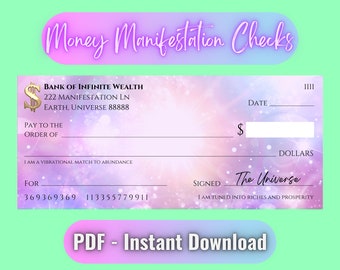 Money Manifestation Check, Prosperity Wealth Abundance Vision Board ...