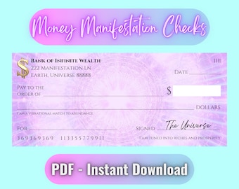Money Manifestation Check, Attract Prosperity, Blank Vision Board ...