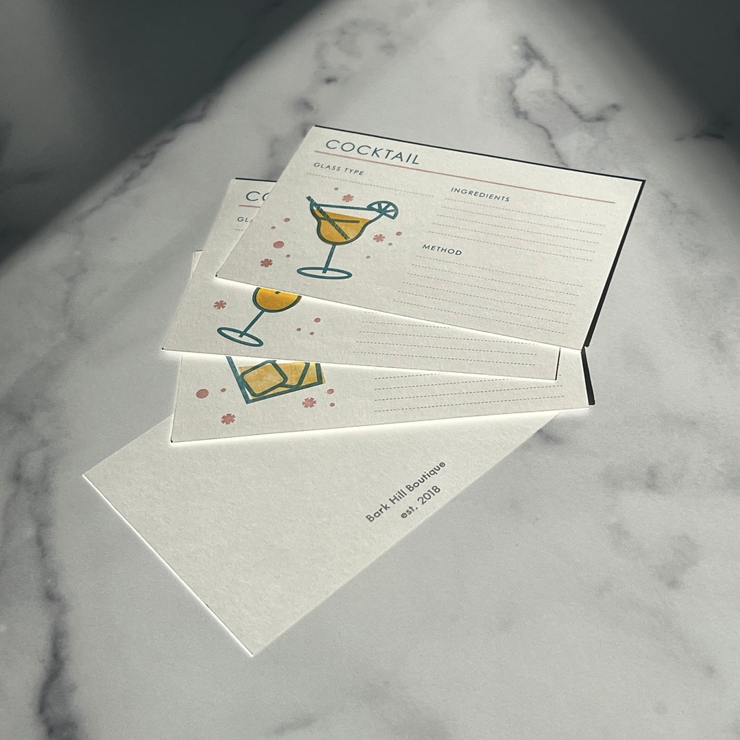 Cocktail Recipe Cards | Letterpress Printed - Etsy