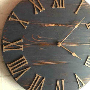30 Dark Blue Wall Clock Rustic Wall Clock Modern - Etsy