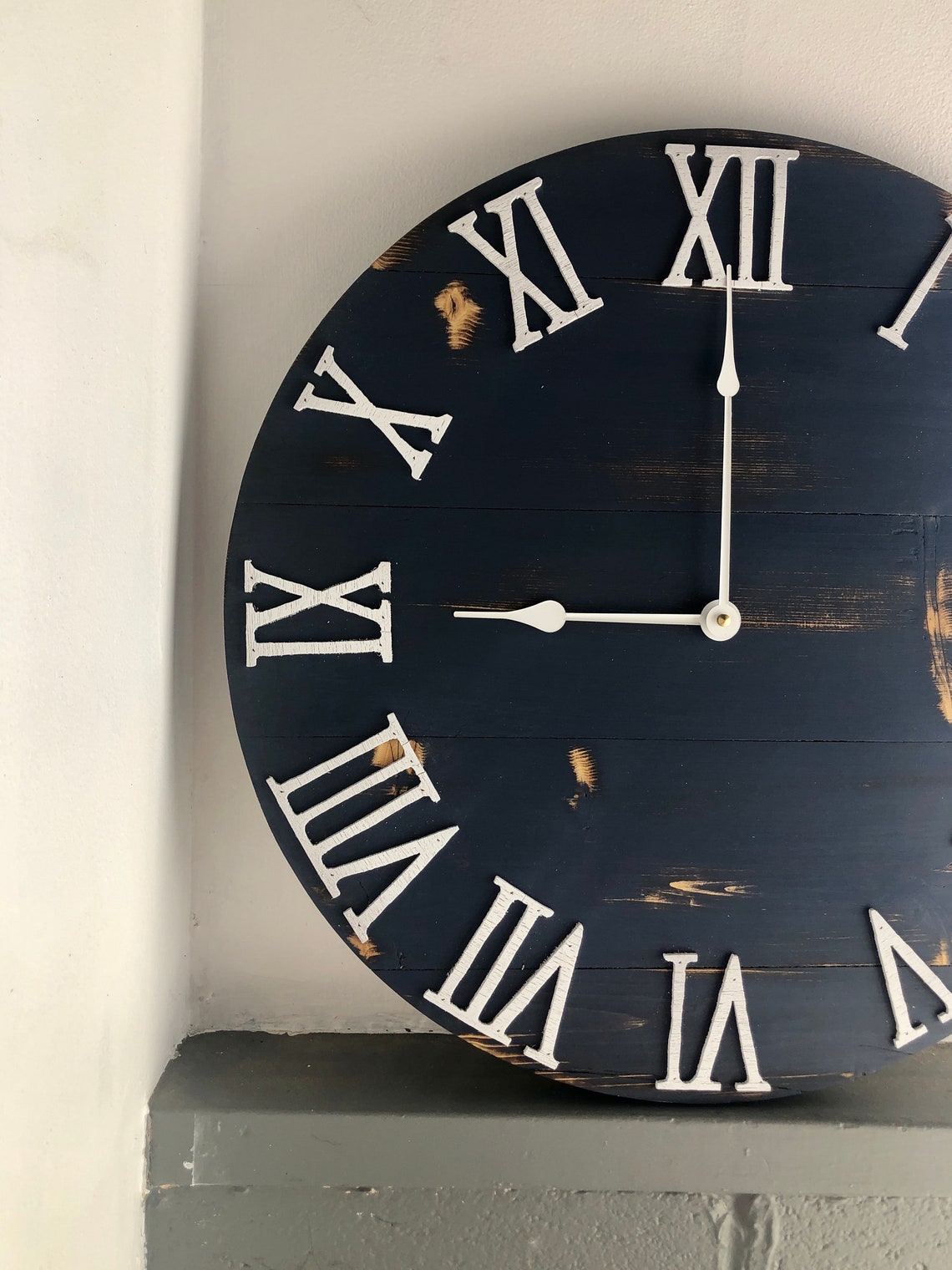 Rustic Blue & White Distressed Wooden Farmhouse Clock Shabby - Etsy