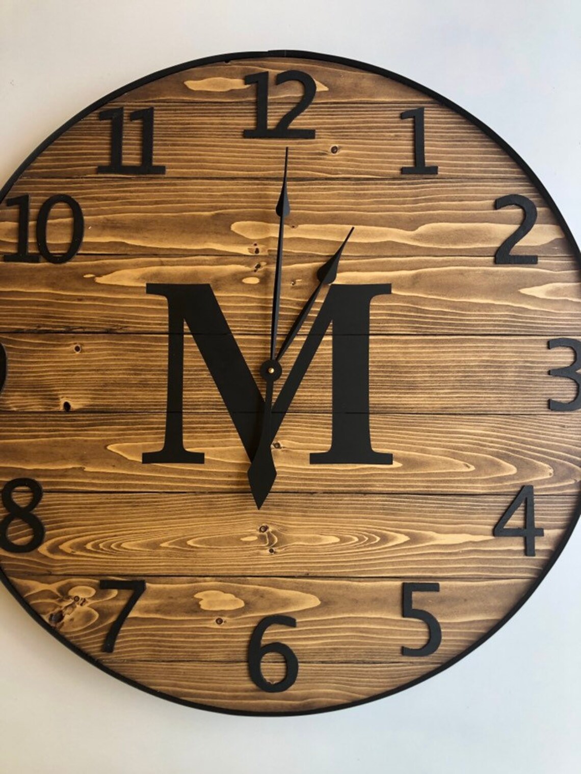 24 Wood Clock Monogram Clock Personalized Wall Clock | Etsy