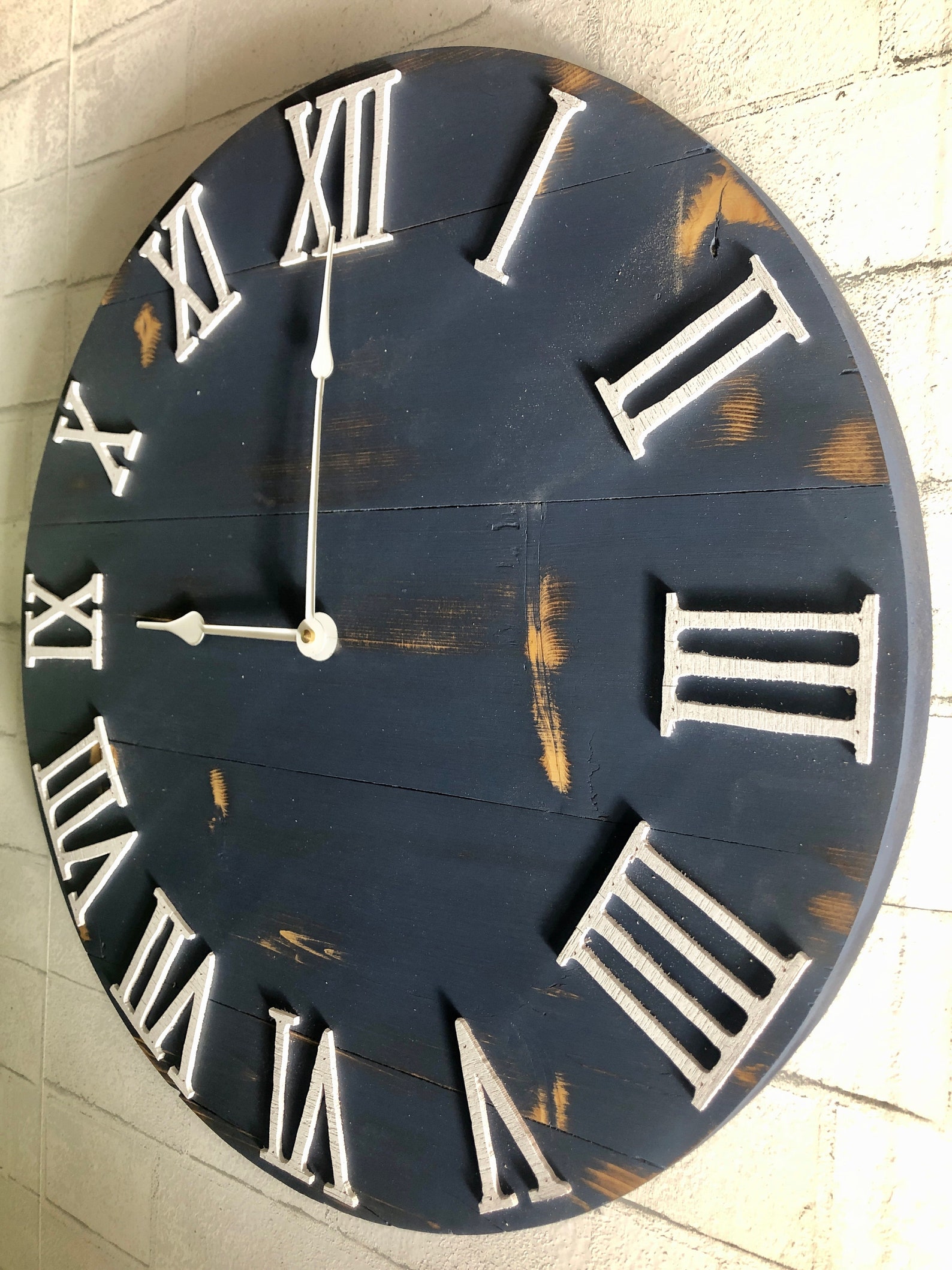 Rustic Blue & White Distressed Wooden Farmhouse Clock Shabby - Etsy