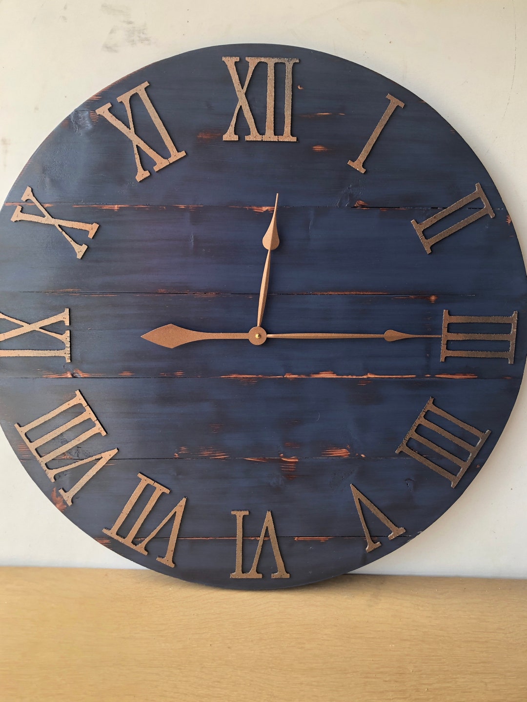 30 Rustic Blue Clock, Large Wood Clock, Bridal Shower Gift ...