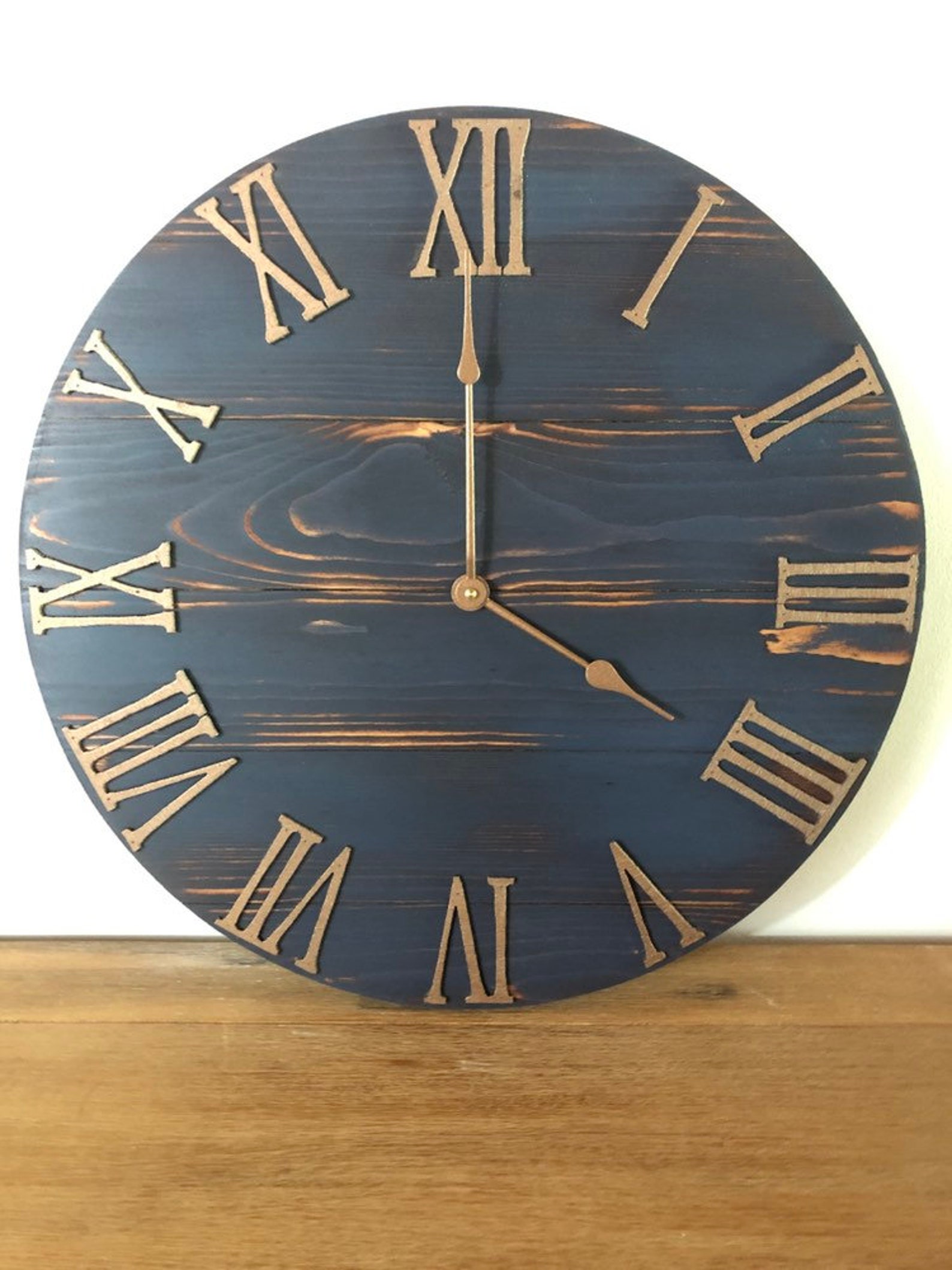 30 Dark Blue Wall Clock Rustic Wall Clock Modern - Etsy