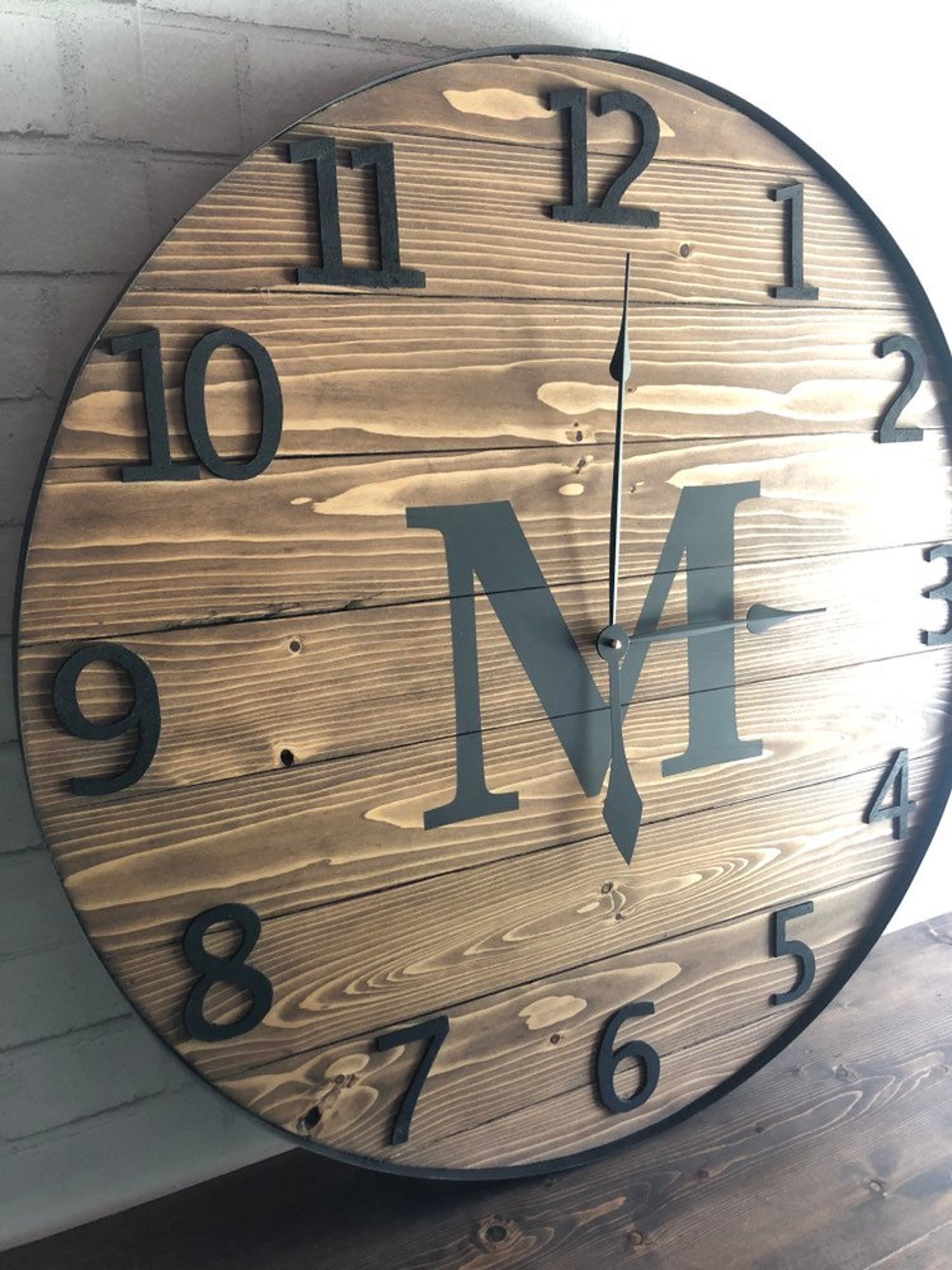 24 Wood Clock Monogram Clock Personalized Wall Clock | Etsy