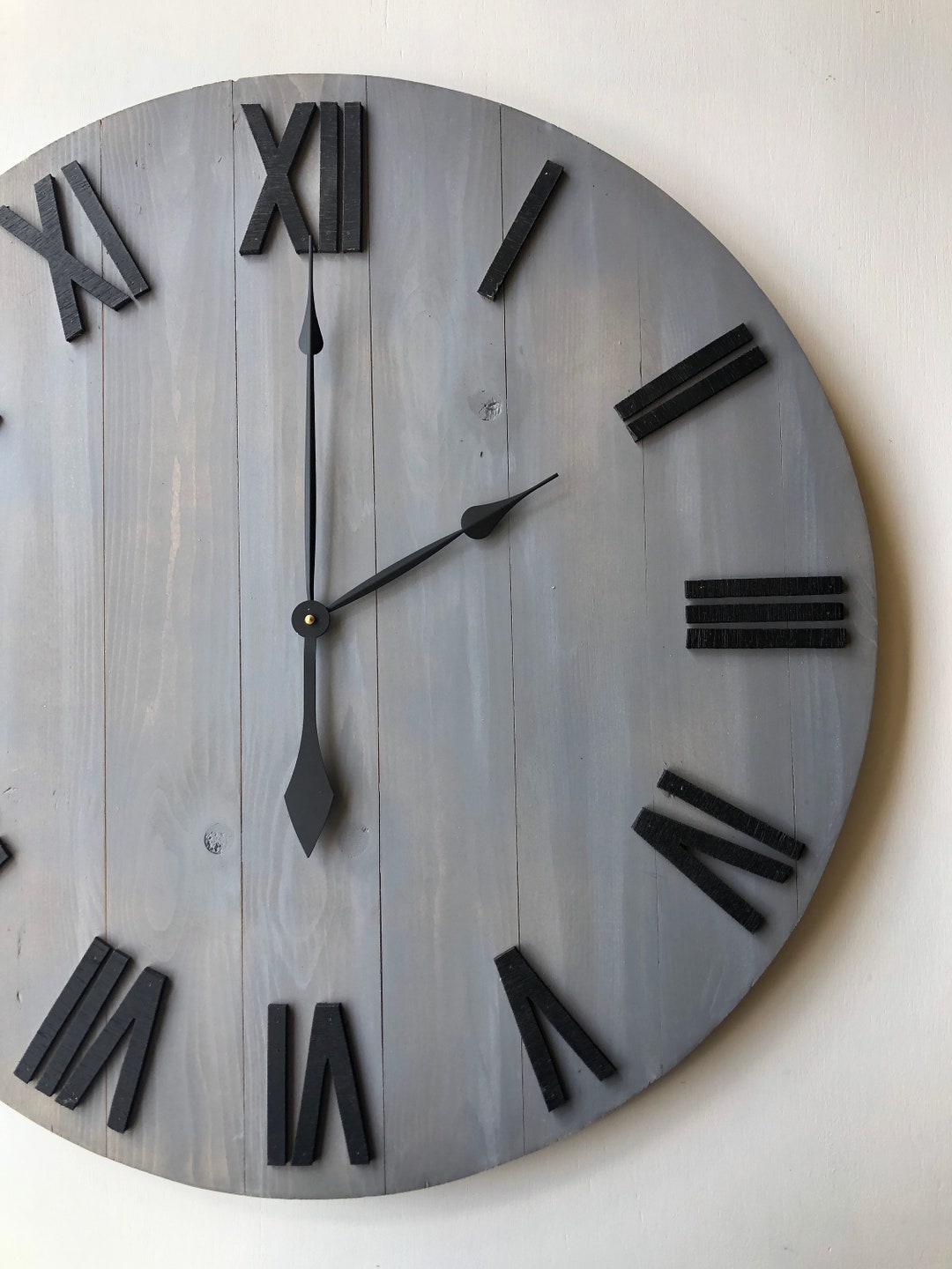 30 Gray Wall Clock, Farmhouse Clock, Office Clock, Black Roman Numerals ...