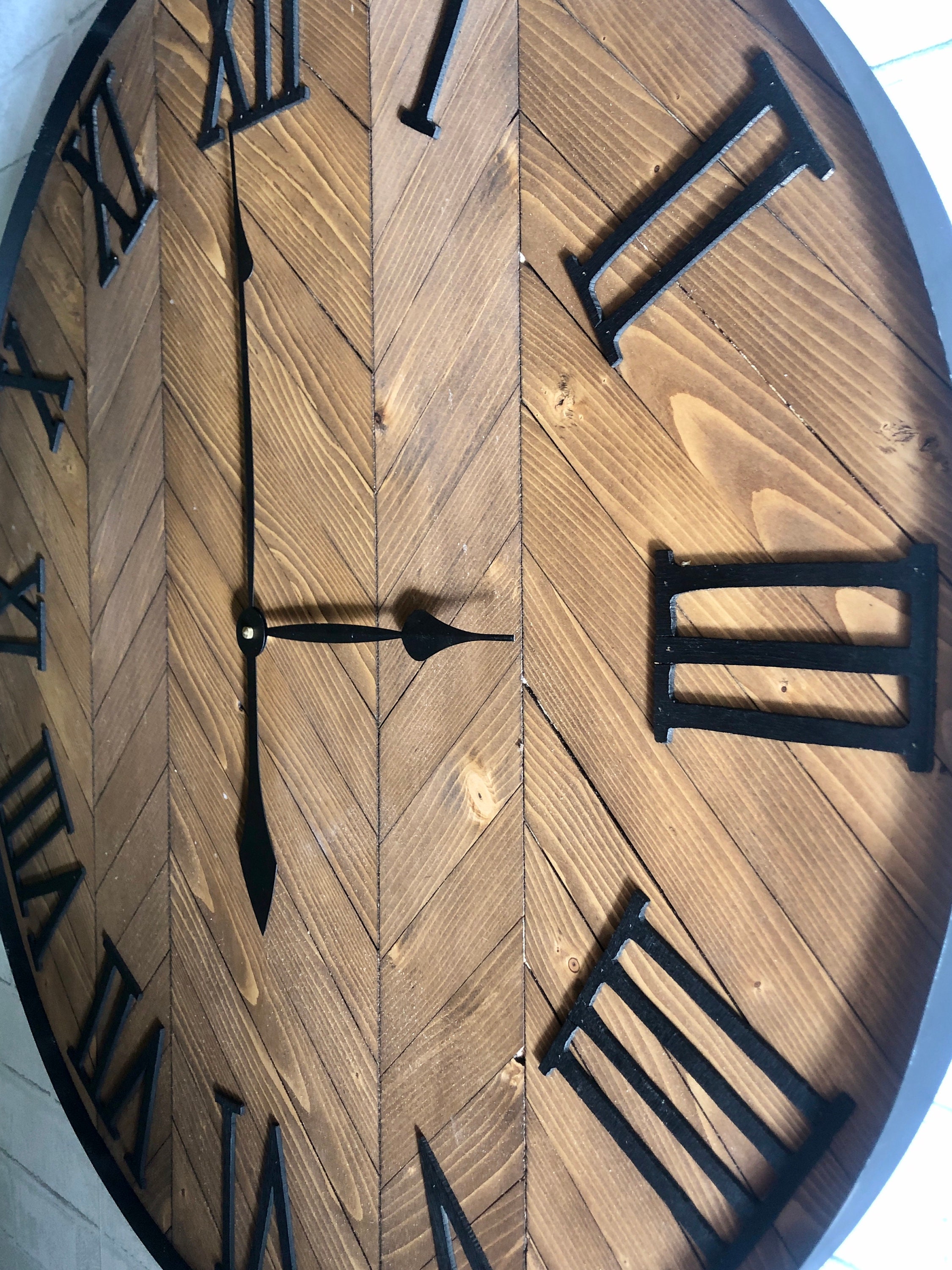 30 Wood Farmhouse Wall Clock Chevron Herringbone Design | Etsy