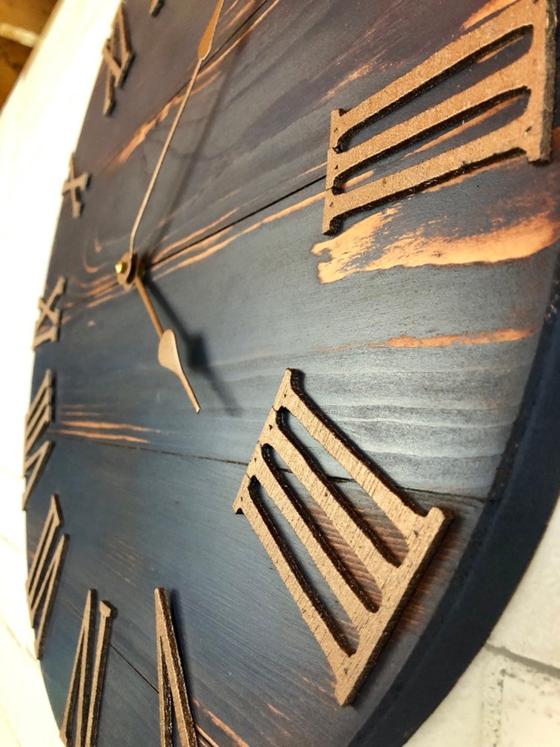 30 Dark Blue Wall Clock Rustic Wall Clock Modern - Etsy