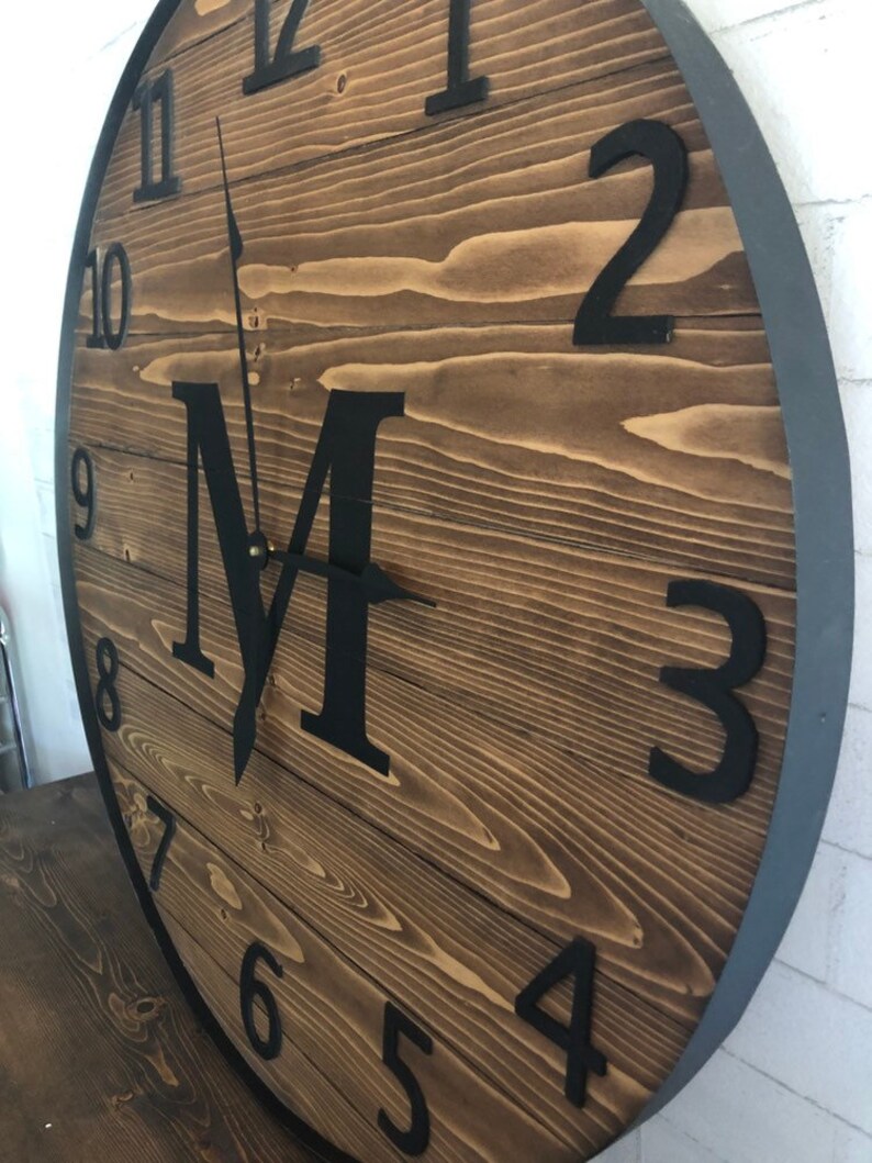 24 Wood Clock Monogram Clock Personalized Wall Clock | Etsy