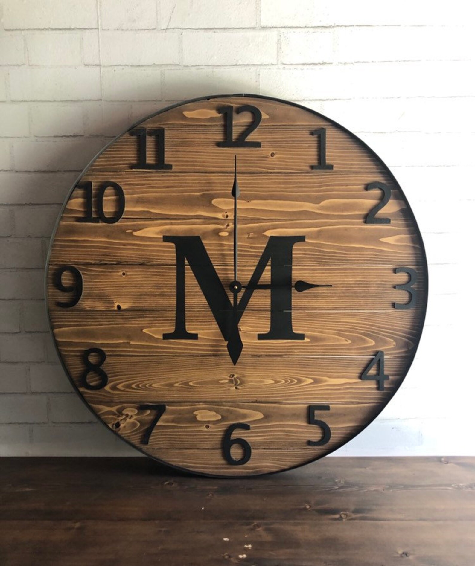 24 Wood Clock Monogram Clock Personalized Wall Clock | Etsy