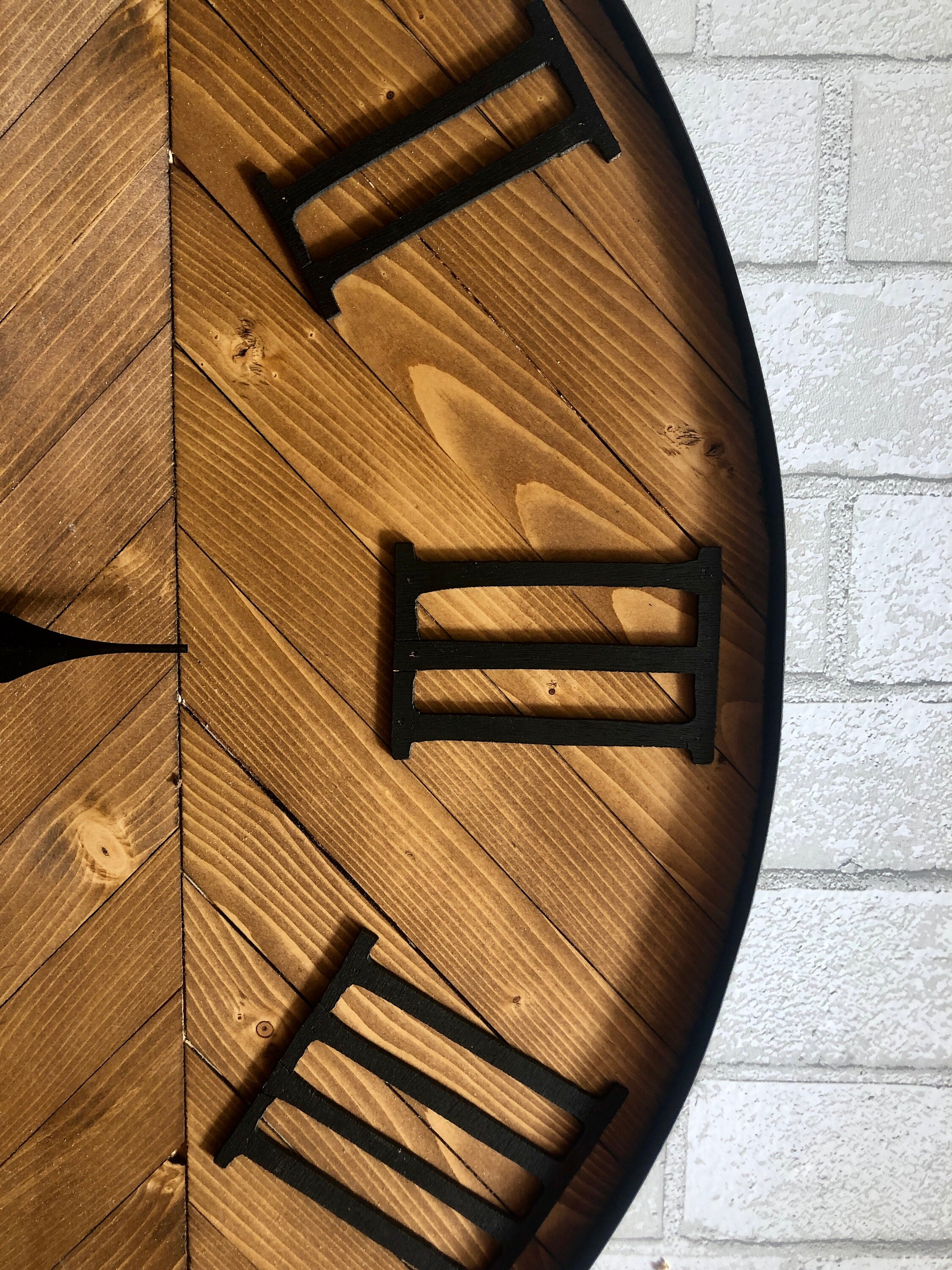 30 Wood Farmhouse Wall Clock Chevron Herringbone Design | Etsy