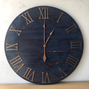 30 Rustic Blue Clock, Large Wood Clock, Bridal Shower Gift ...