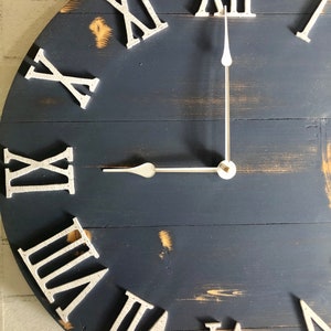 Rustic Blue & White Distressed Wooden Farmhouse Clock, Shabby Chic ...