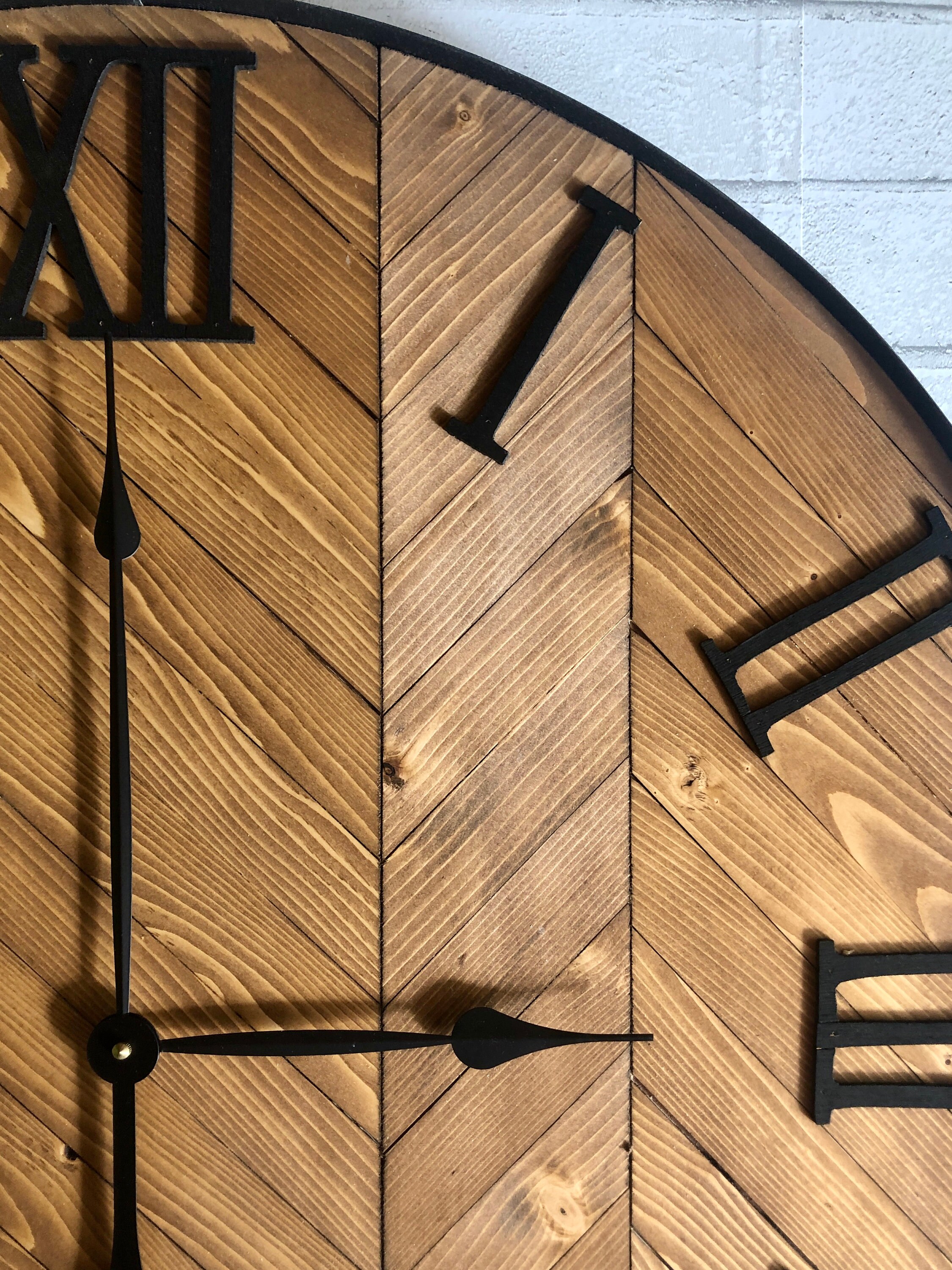 30 Wood Farmhouse Wall Clock Chevron Herringbone Design | Etsy