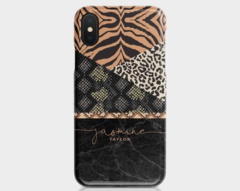 Personalised Custom Hard Phone Case Animal Print Leopard Skin - Etsy