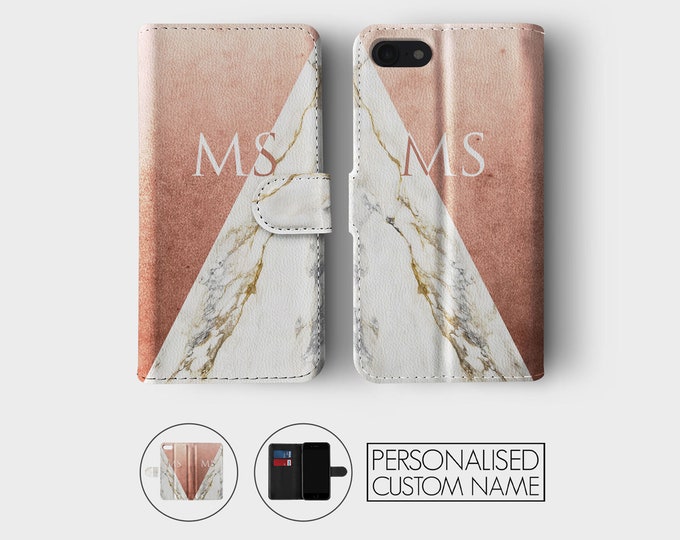 Personalised Initials Custom Wallet Leather Phone Case Black - Etsy