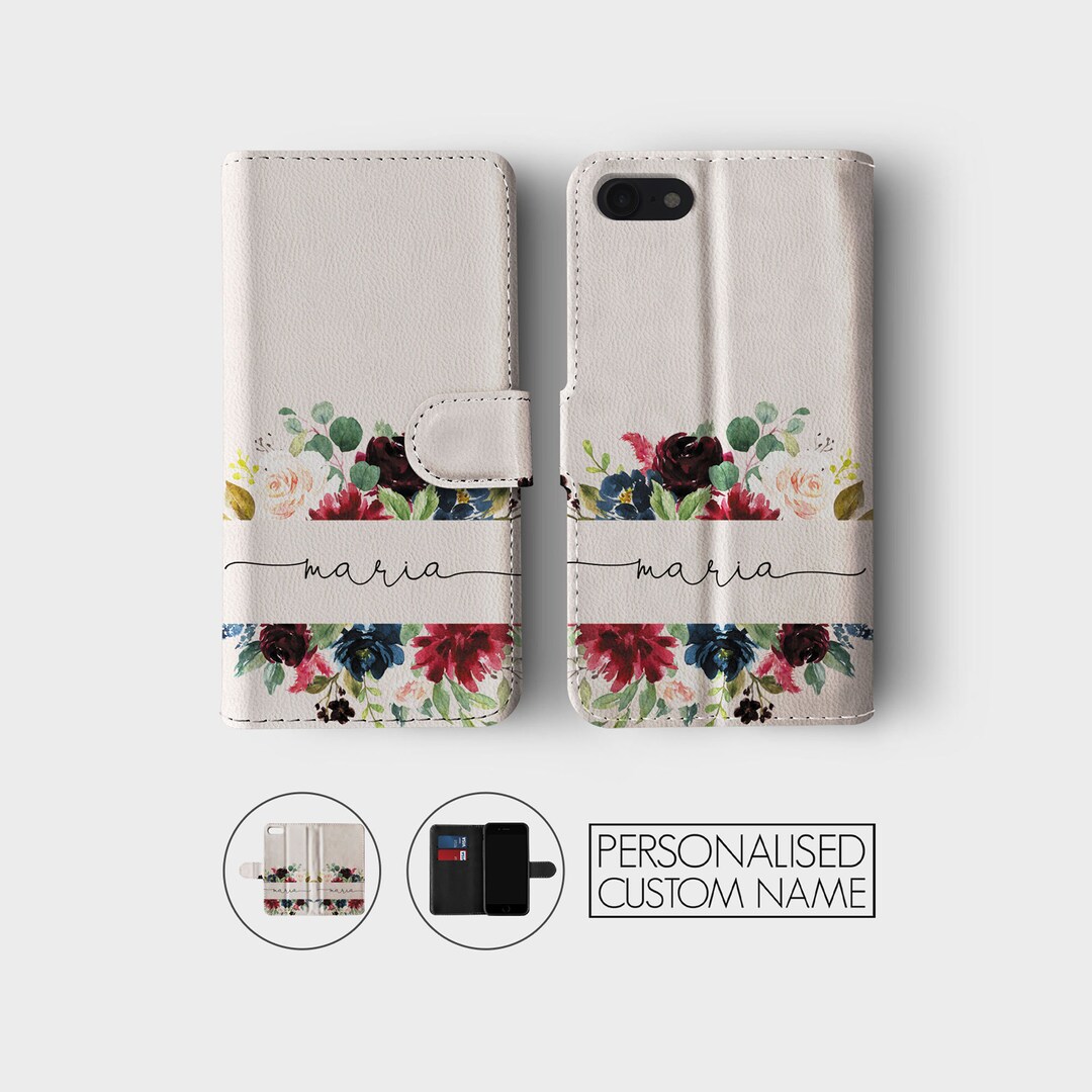 Personalised Initials Custom Wallet Leather Phone Case Shabby Chic ...