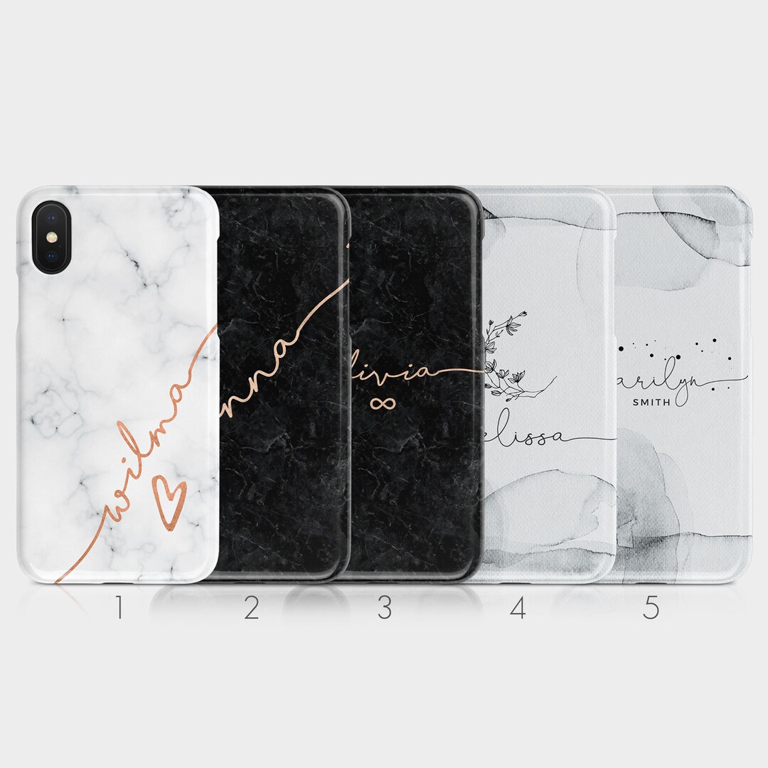 Personalised Initials Custom Hard Phone Case Marble Granite Stone Rose ...