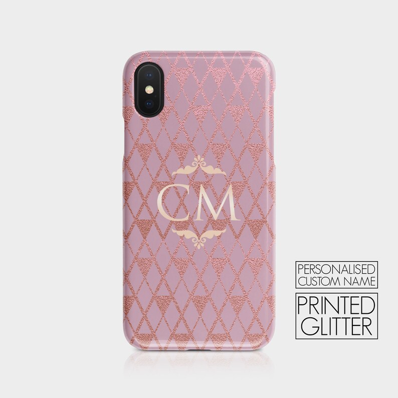 Personalised Initials Custom Hard Phone Case Metallic Bling Sparkly ...