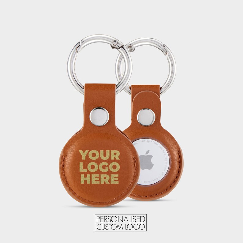 Custom Logo for Apple AirTag 2 & 1 Case Keyring Holder - Leather ...