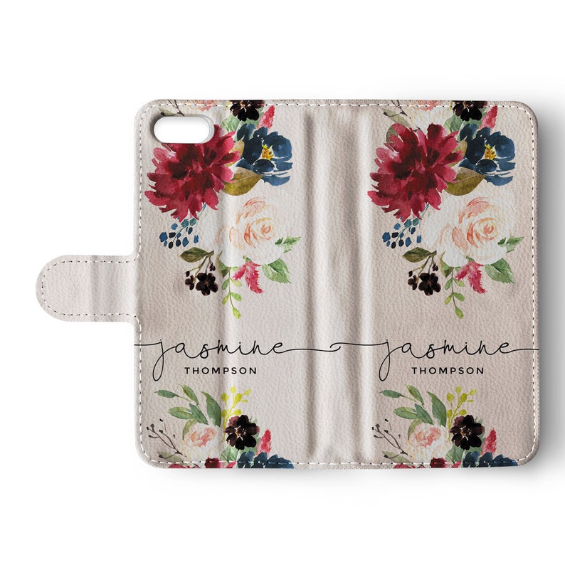 Personalised Custom Wallet Leather Phone Case Monogram Spring - Etsy