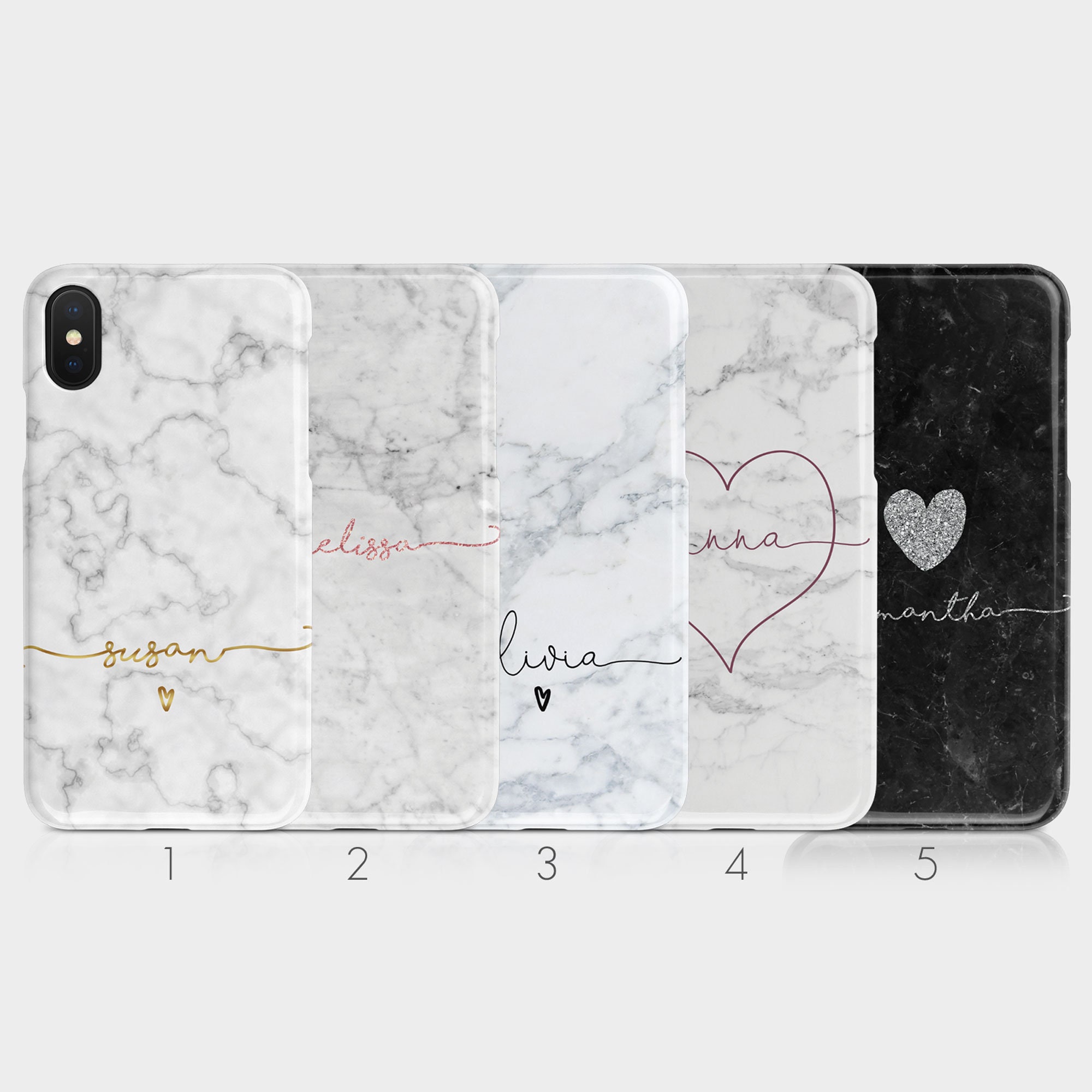 Personalised Initials Custom Hard Phone Case Marble Granite | Etsy